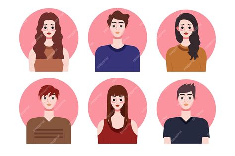 사람들의 아바타를 가진 소셜 미디어 프로필 템플릿 세트 터 일러스트레이션 프리미엄 벡터