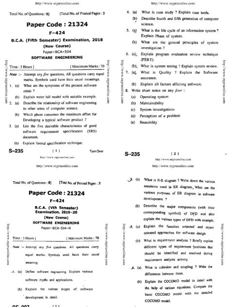Software Engineering Question Paper Pdf