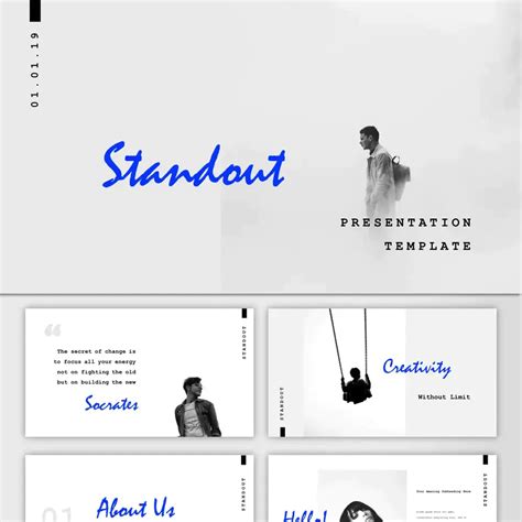 白色个性人物介绍ppt模板 会员免费下载 Ppter吧