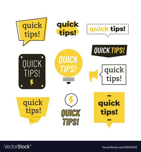 Quick Tips Helpful Tricks Logos Emblems Royalty Free Vector