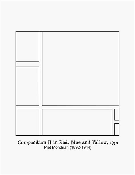 Piet Mondrian Coloring Worksheet