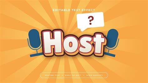 Premium Vector Orange Blue And White Host 3d Editable Text Effect