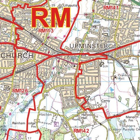Romford Rm Postcode Wall Map