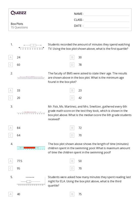 50 Box Plots Worksheets For 6th Grade On Quizizz Free And Printable