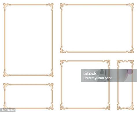 장식 프레임 동일한 디자인에 크기를 변경한 프레임입니다 A4 사이즈 용지에 좋은 프레임 A4 용지에 대한 스톡 벡터 아트 및 기타 이미지 Istock