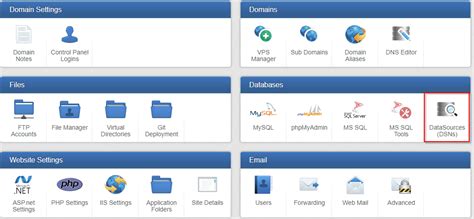 DataSources DSNs WCP Domain Control Panel Hostek Community