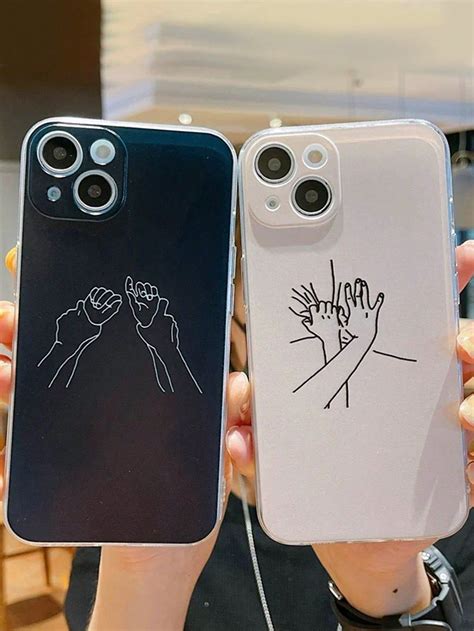 2pcs Couple Figure Graphic Phone Case Matching Phone Cases Case