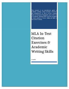 MLA In Text Citation Exercises Academic Writing Skills Academic Writing Writing Skills