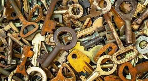 Heap Of Many Old Keys Abstract Background Stock Image Image Of
