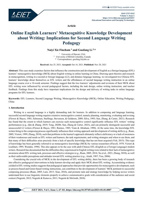 (PDF) Online English Learners’ Metacognitive Knowledge Development about Writing: Implications ...