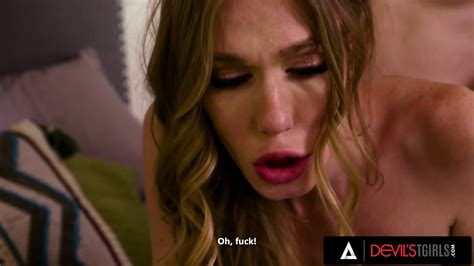 DEVILS TGIRLS Cute Redhead Trans Crystal Thayer Takes A Big Dick Deep In Her Asshole