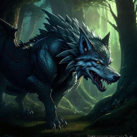 Ai Art Generator Hybrid Dragon Wolf Protecting Ancien Forest