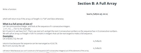 Solved Section B A Full Array Write A Function Bool