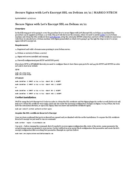 secure nginx with let s encrypt ssl on debian 10 11 pdf transport layer security public