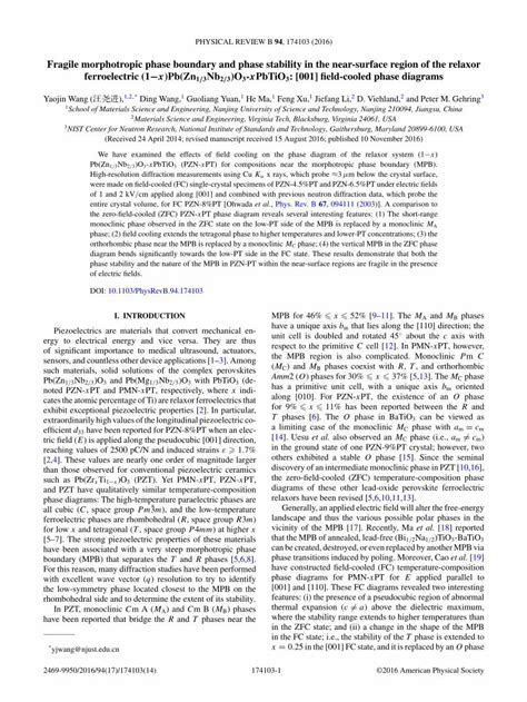 Pdf Fragile Morphotropic Phase Boundary And Phase Stability In