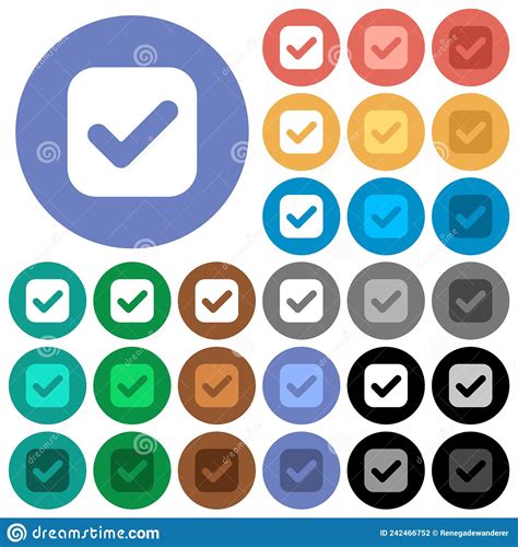 Checkbox Solid Round Flat Multi Colored Icons Stock Vector Illustration Of Form Silhouette