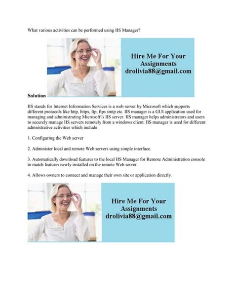 What Various Activities Can Be Performed Using Iis Manager Solutioniis Docx