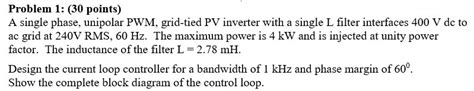 Solved Problem 1 30 Points A Single Phase Unipolar Pwm Grid Tied
