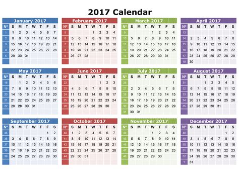 Blank Printable Monthly Calendar 2017