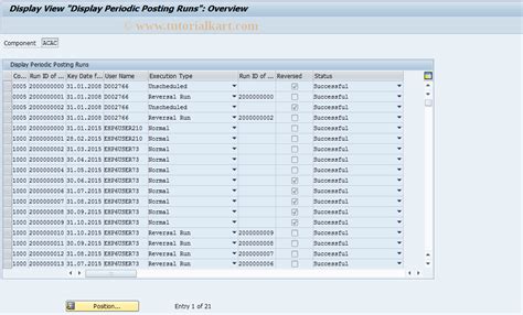Acacpplog Sap Tcode Display Periodic Posting Runs