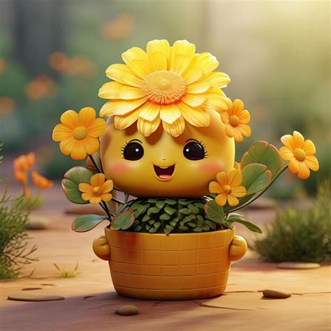 Cute Little Flowering Cactus Plant 3d Modelling And Rendering In The