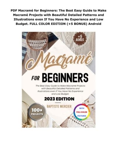 Pdf Macramé For Beginners The Best Easy Guide To Make Macramé Projects With Beautiful Detailed