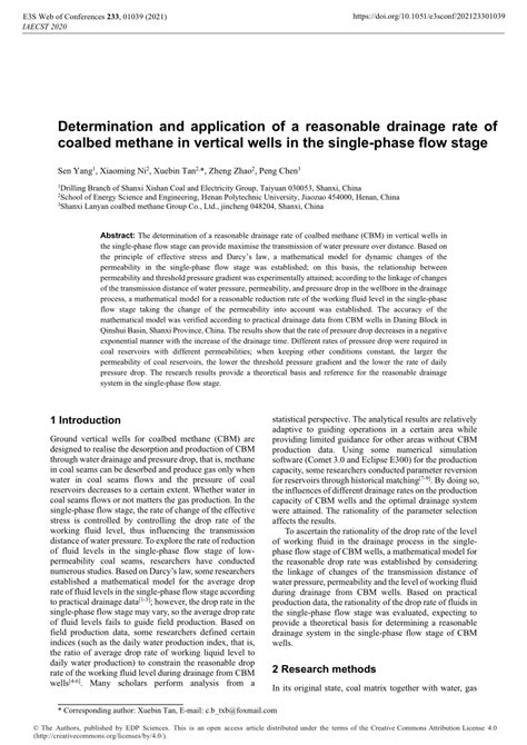 Pdf Determination And Application Of A Reasonable Drainage Rate Of Coalbed Methane In Vertical