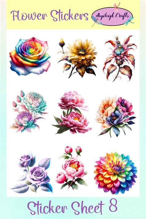 Beautiful Flower Stickers That Can Be Used For Scrapbooking Crafting