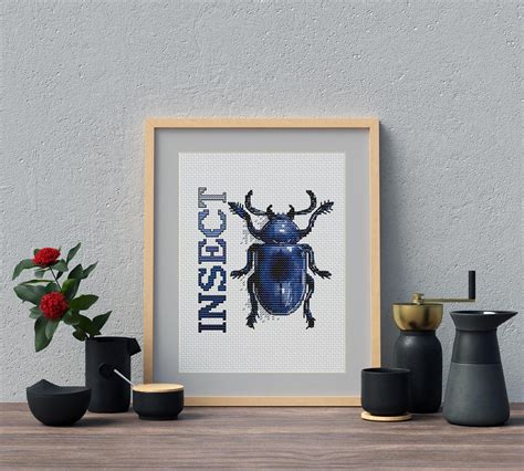 Beetle Cross Stitch Insect Cross Stitch Pattern Pdf Bug Cross Stitch