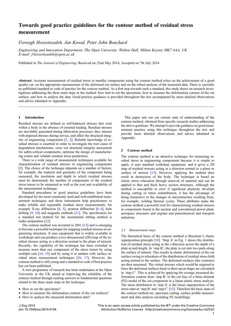 Pdf Towards Good Practice Guidelines For The Contour Method Of