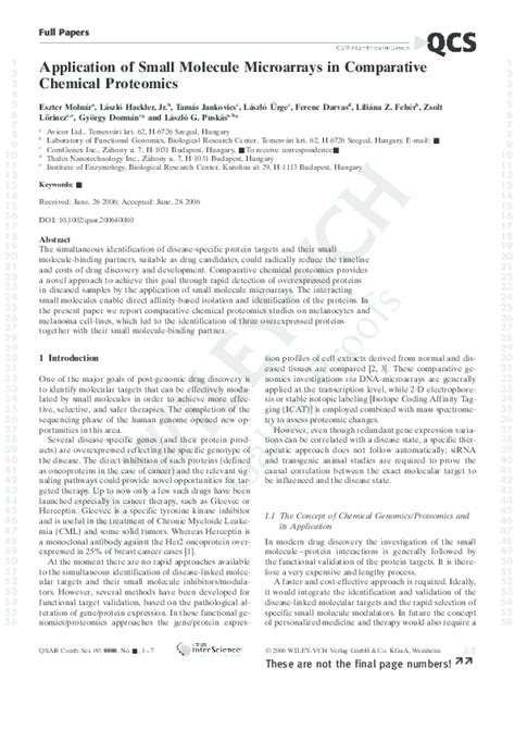 Pdf Application Of Small Molecule Microarrays In Comparative Chemical Proteomics