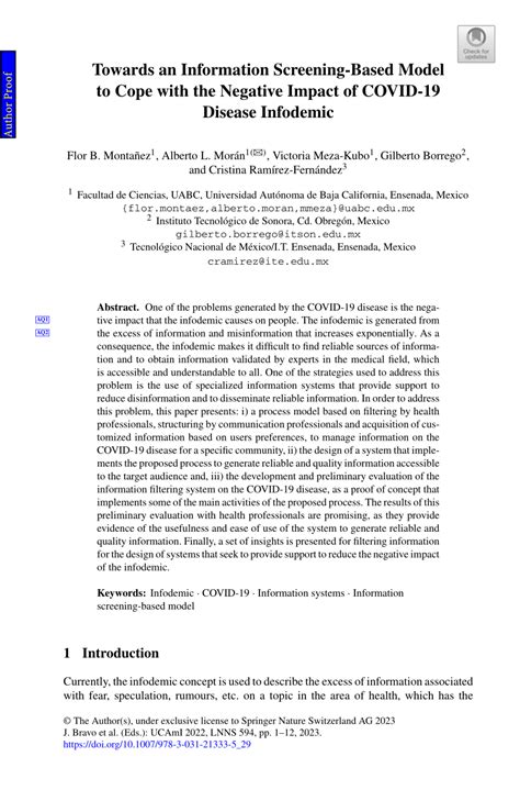 Pdf Towards An Information Screening Based Model To Cope With The