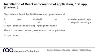 Overview Of React JS Internship Presentation Week PDF