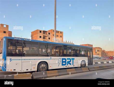 Bus Rapid Transit Vehicle On Cairo Ring Road Egypt Part Of New