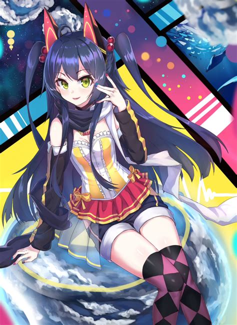 Safebooru 1girl Black Hair Black Legwear Blush Breasts Cleavage Echj