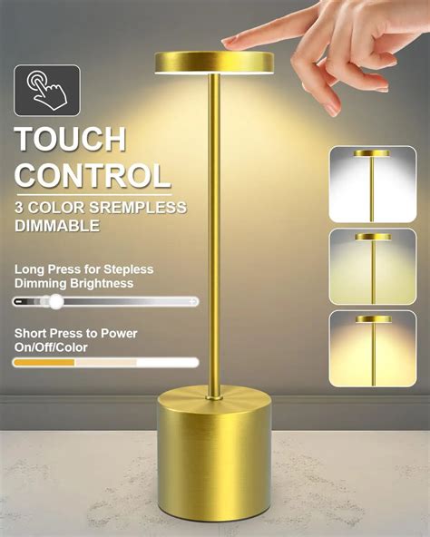Cordless Rechargeable Led Table Lamp Modern Touch Dimming And Portable