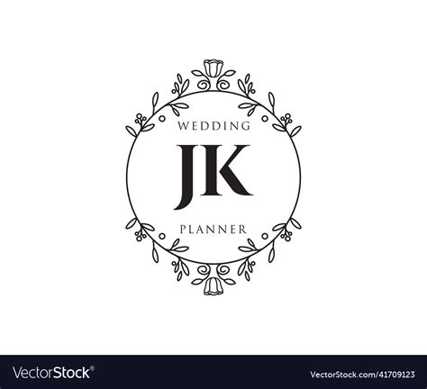 Jk Initials Letter Wedding Monogram Logos Vector Image