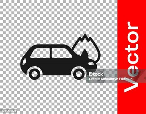 투명 한 배경에 격리 된 검은 불타는 자동차 아이콘 불에 자동차 화재와 연기로 덮인 깨진 자동차 벡터 0명에 대한 스톡 벡터 아트 및 기타 이미지 Istock