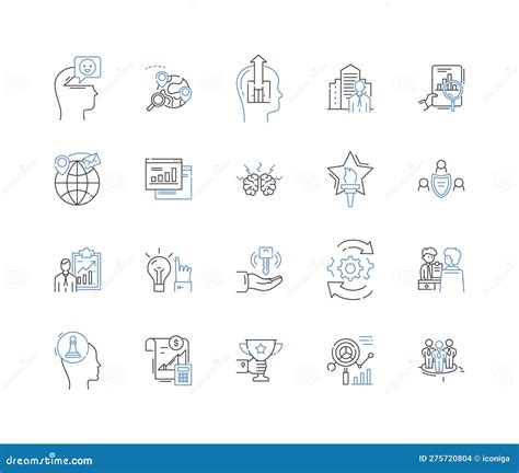 Productivity Metrics Line Icons Collection Efficiency Effectiveness Performance Results