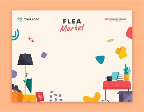 플랫 중고 벼룩시장 포토콜 템플릿 무료 벡터