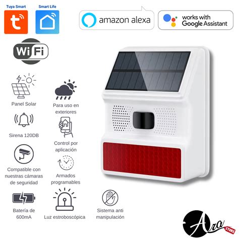Alarma sonora estroboscópica Wifi Solar para exterior Ara Store Costa Rica