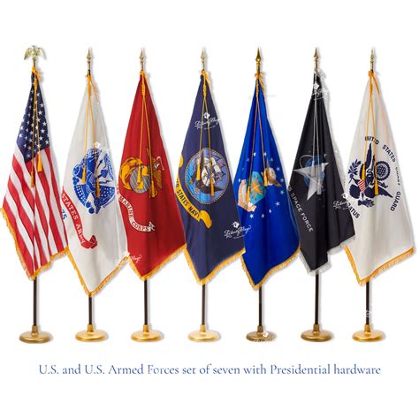 Usa And Military Ceremonial Flag Set 7 Flags Indoor Made In Usa
