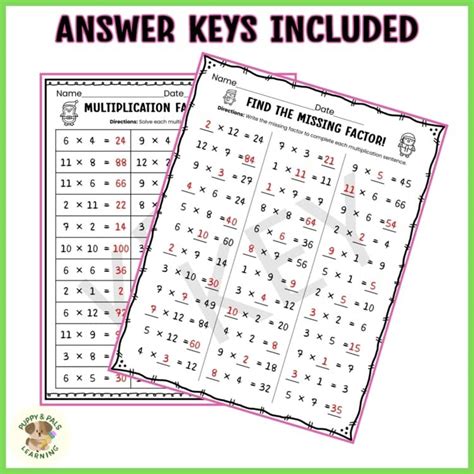 Multiplication Facts Fluency Worksheets Math Drills And Missing Factors