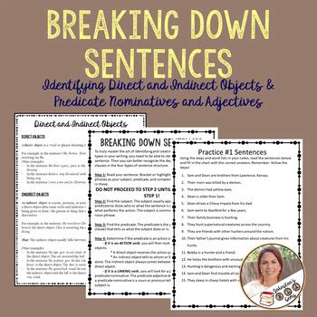 Direct Indirect Objects Predicate Nominatives Adjectives Exercises Quiz