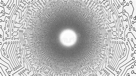 White Circuit Board Pattern Texture High Tech Background In Dig Stock Illustration