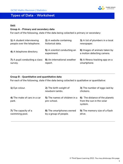 13 Types Of Data Exercises Pdf