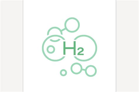 Green Hydrogen Molecule Sign Outline Icons ~ Creative Market