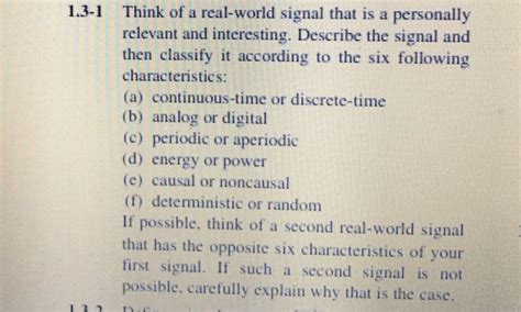 Solved Think Of A Real World Signal That Is A Personally Chegg