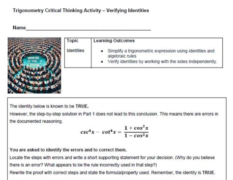 Trigonometric Identities Where Is The Error By All Math Ideas Are