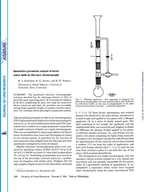 Pdf Quantitative Gravimetric Analysis Of Bovine Semen Lipids By Thin